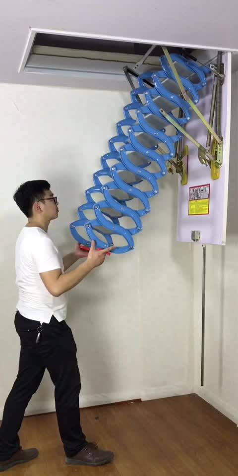 Blue Attic Retractable Aluminium Magnesium Alloy Stairs Folding ...