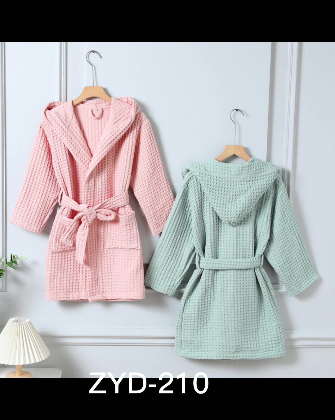 儿童浴袍纯棉双层3D华夫格浴衣亲子睡袍吸水速干大童带帽A类透气-阿里巴巴