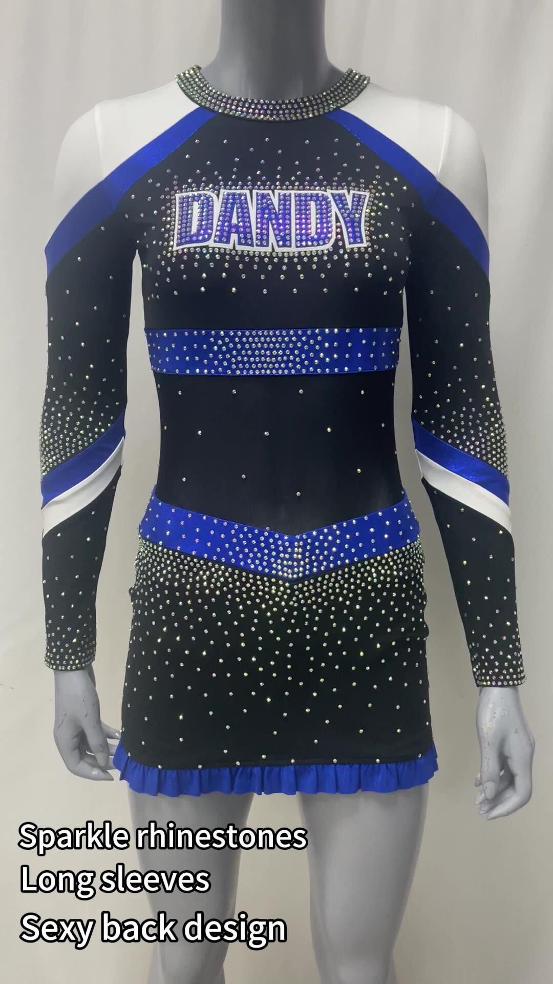 High Quality Cheerleading Uniform School Competition Spandex Blue Cheer ...