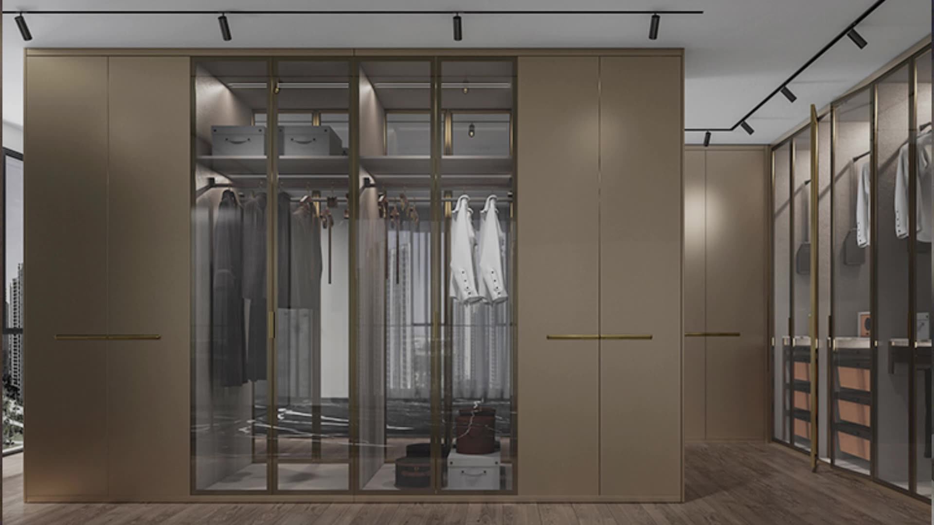 Suofeiya Modern Luxury Steel Aluminum Profile Glass Door Metal Walk In ...