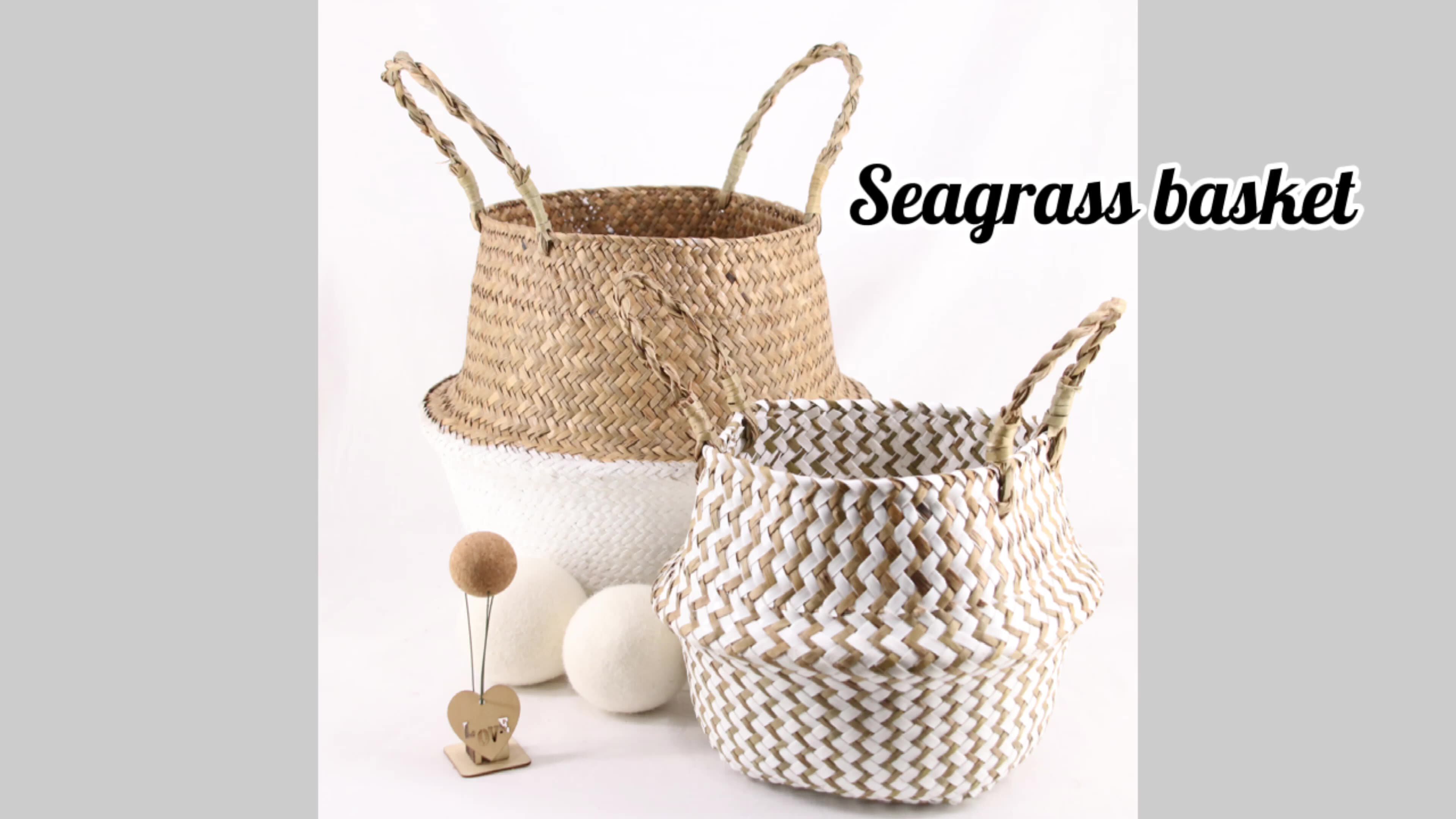 Handmade Woven Rattan Seagrass Tote Belly Basket,Boho Basket Planter ...