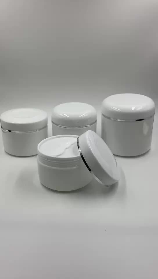 200ml 250ml 500ml Plastic Pp White Cosmetic Cream Jar With Spoon And ...