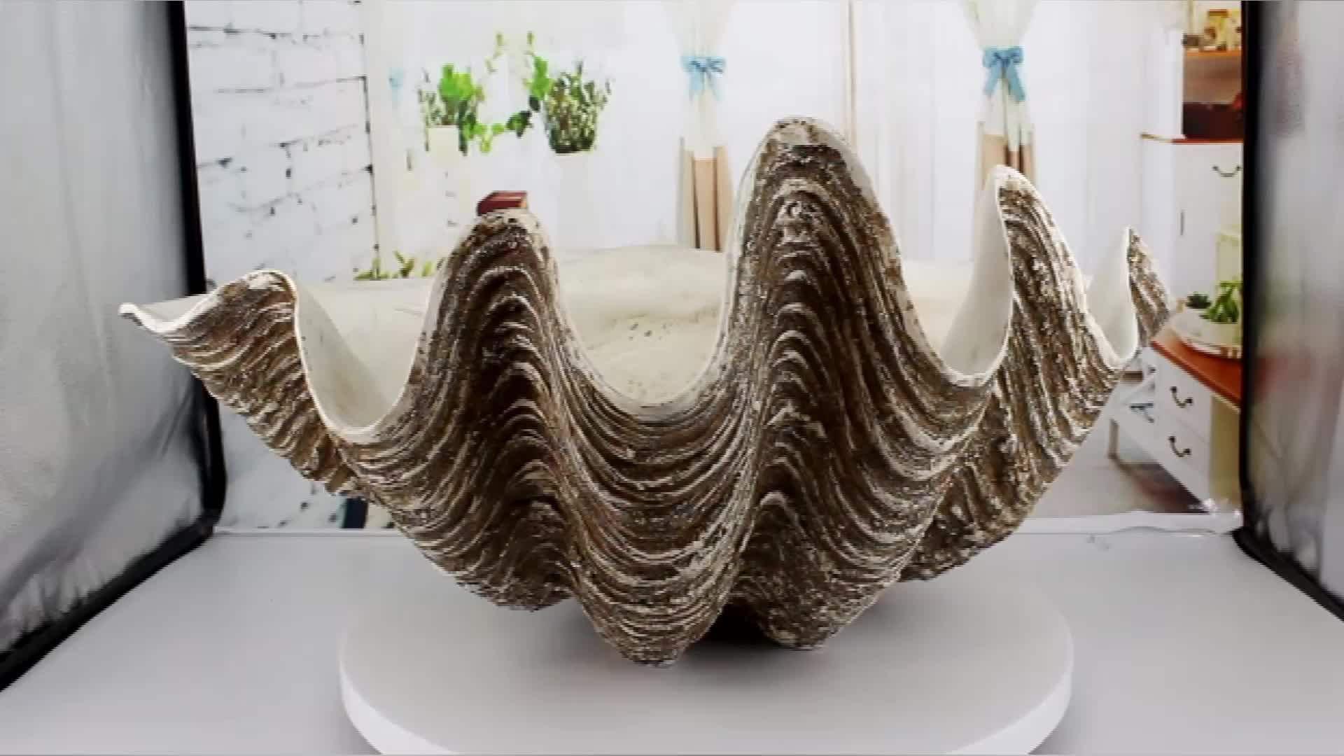 Artificial Resin Garden Giant Clam Shells Statue Sea Shell Planter ...