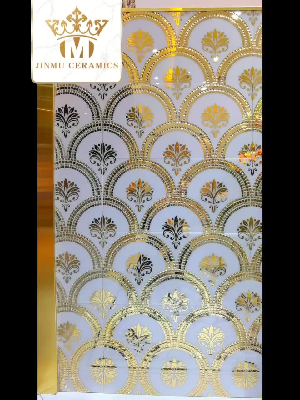Foshan Jm Ceramic Factory Luxury 300x600 White Gold Plated Ceramic Tiles Like Wallpaper For Wall ...