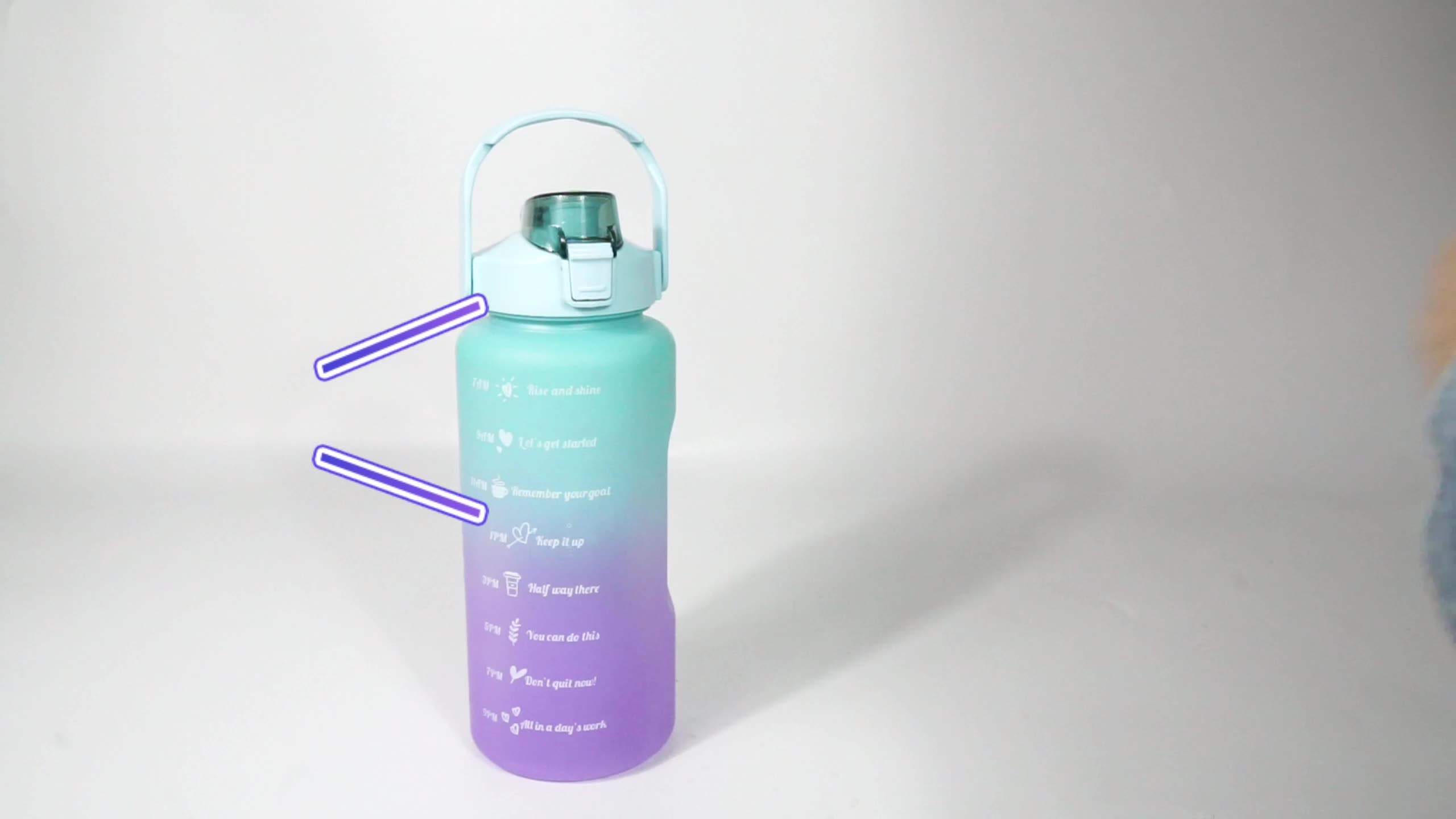 Wholesale 3pcs Set 2000ml 900ml 500ml Gradient Plastic Water Bottle Portable Frosted 2l Plastic ...