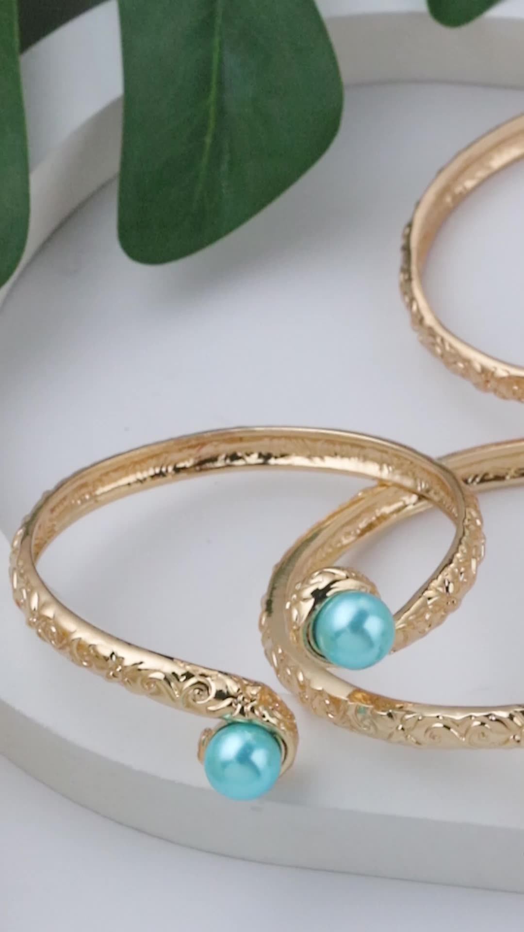 Cring Coco Gold Plated Copper Polynesian Bangles Brown Pearl Samoan ...