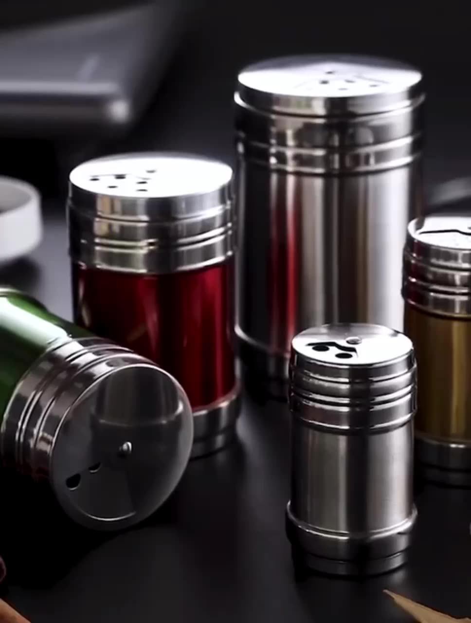 Rotating Lids Design Spice Dispenser Stainless Steel Spice Shaker Multi ...