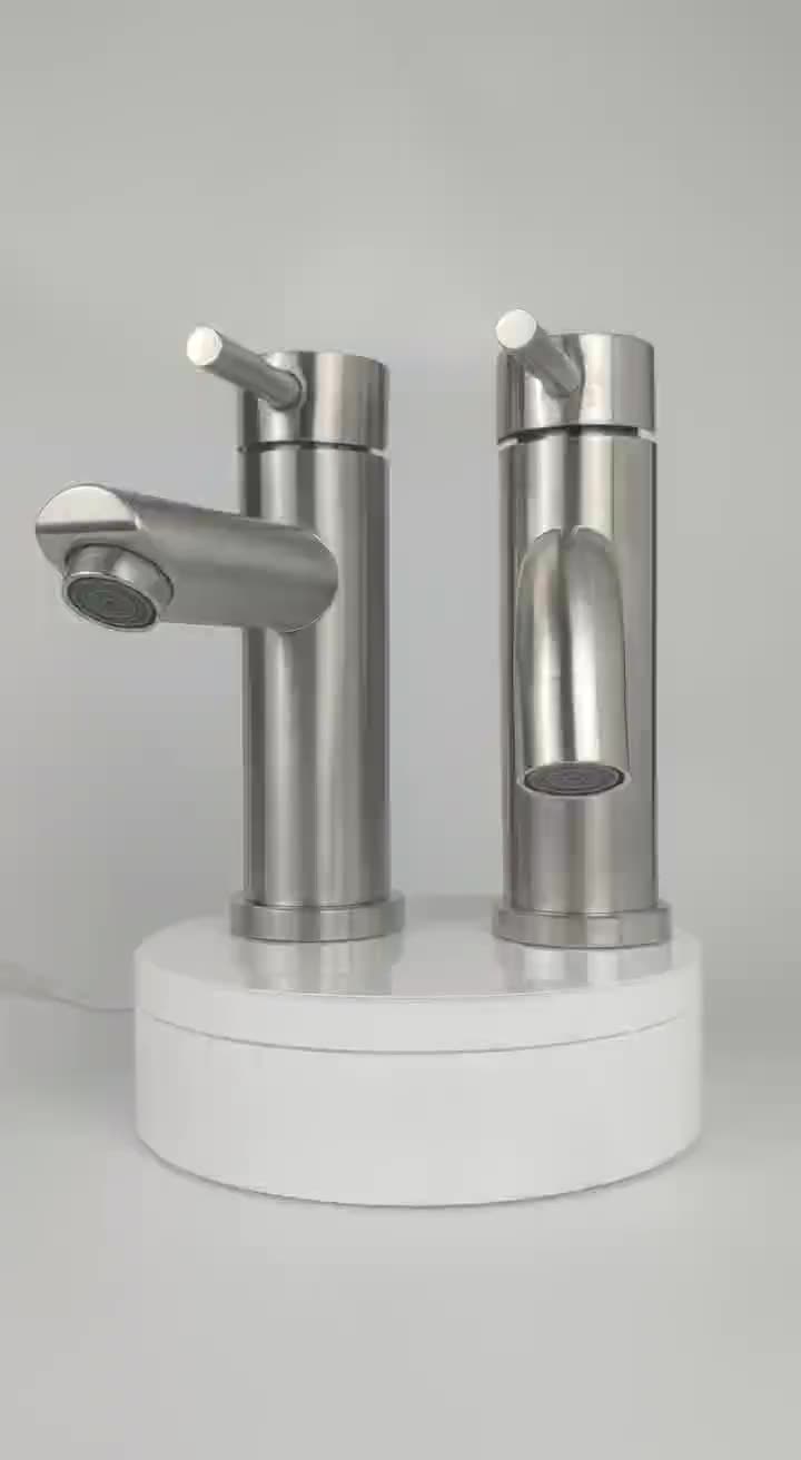 Sus304 Stainless Steel Bathroom Faucet One Hole Mixer Tap Deck Mount Black Tap Single Handle ...