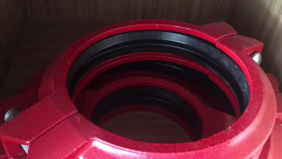Red Epoxy Fire Pipe Fitting Ductile Iron Grooved Rigid Coupling - Buy ...