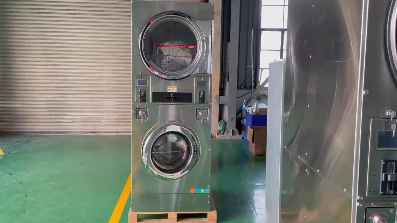 22kg Laundromat Stacked Washer And Dryer Industrial Laundry Wash ...