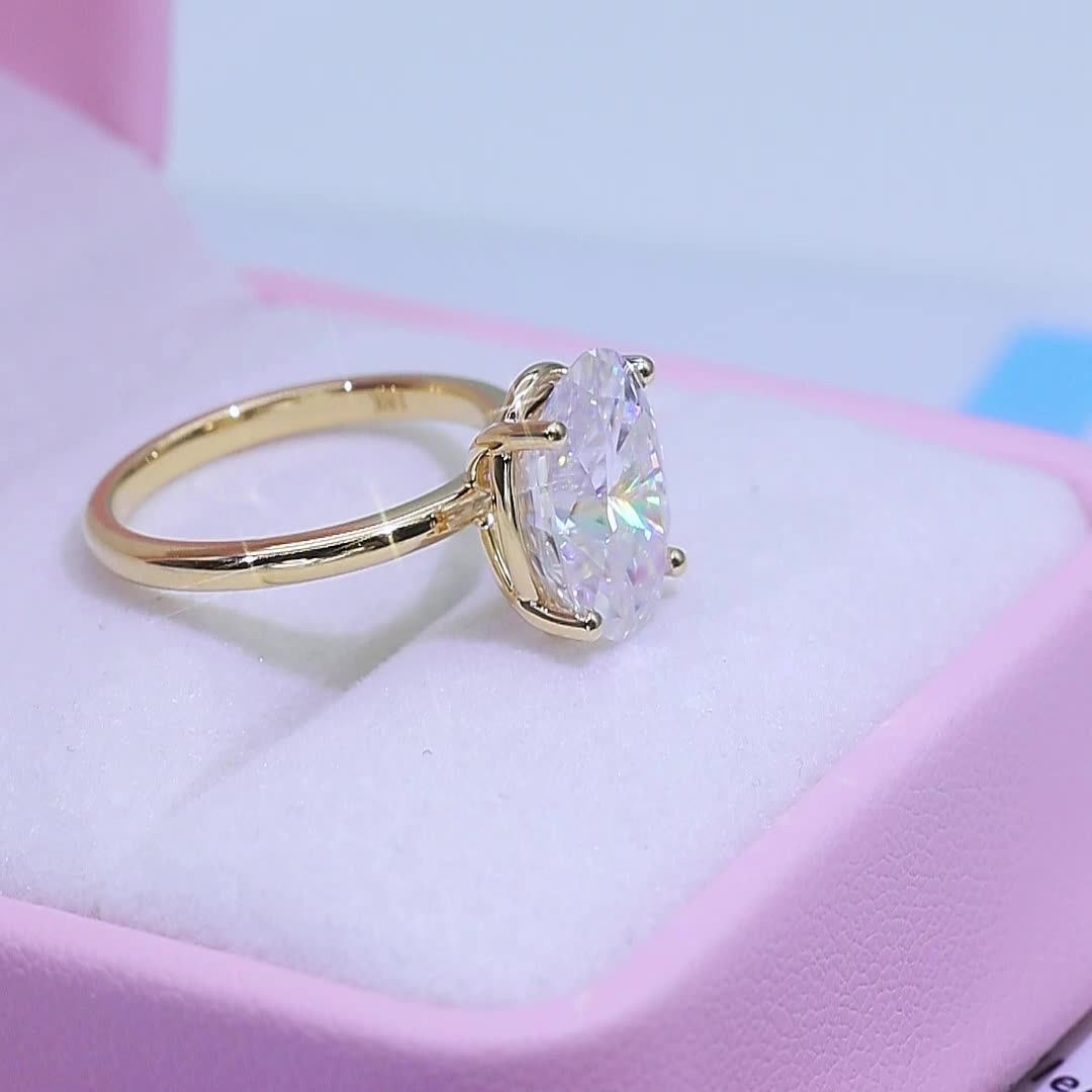 10k 14k 18k Solid Real Gold Engagement Rings 4.5ct Oval D Color Vvs ...