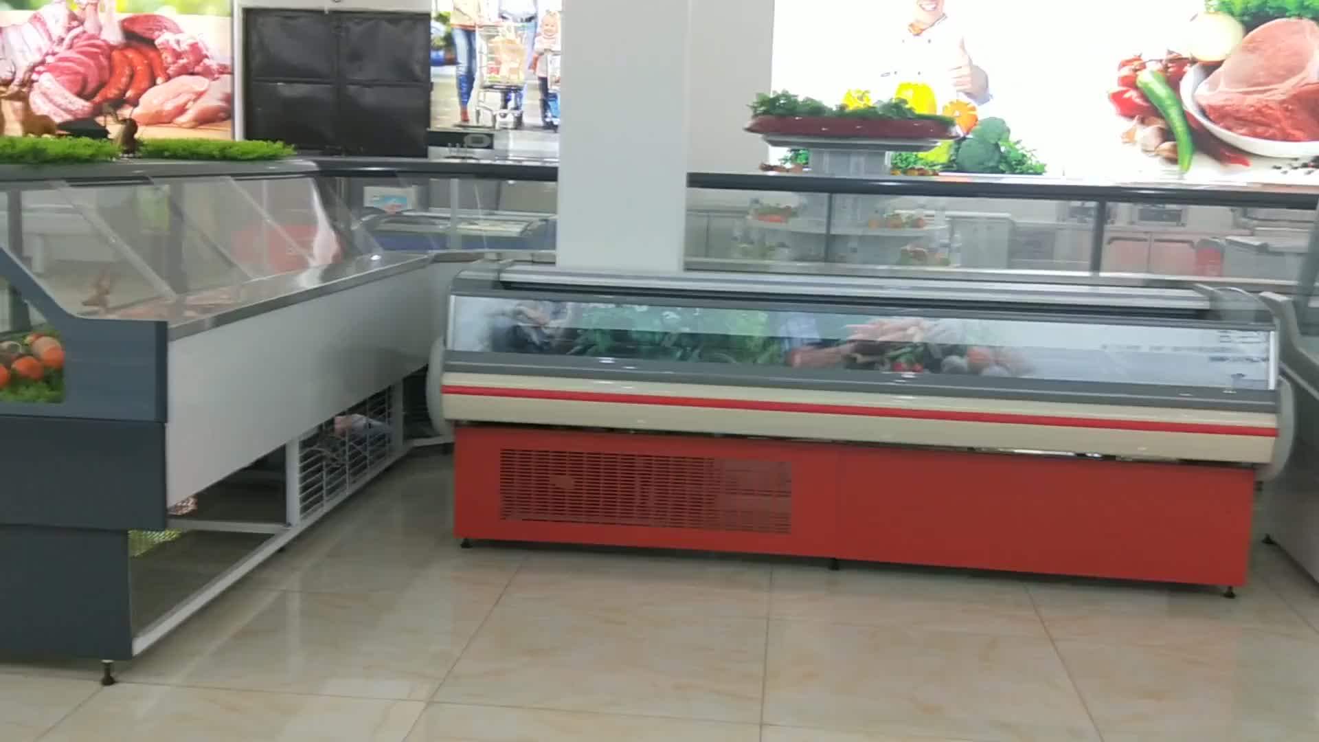 Supermarket Refrigeration Open Type Fresh Meat Display Counter Chiller ...