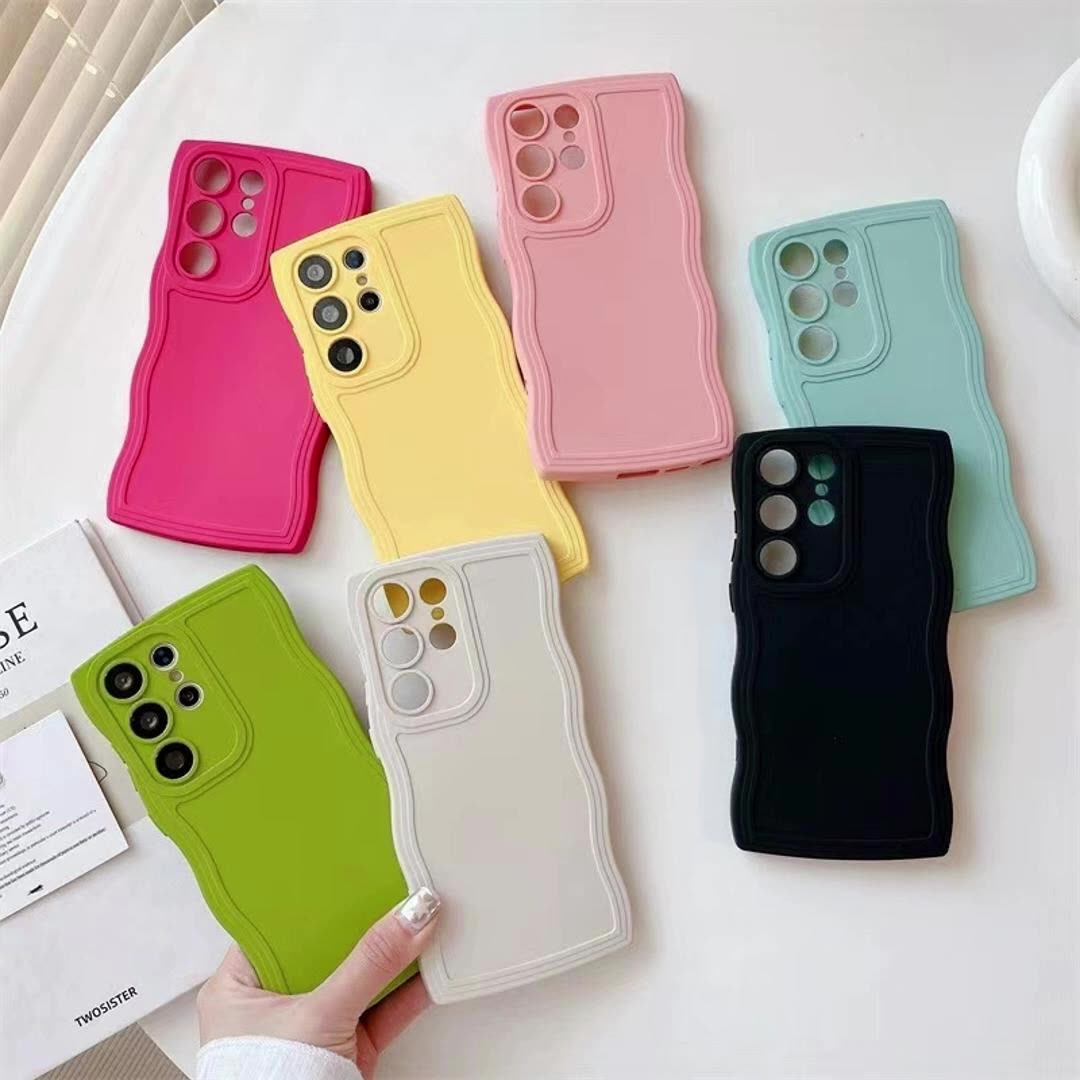 Simple And Cute Curly Wave Shaped Phone Case For Samsung Galaxy S24 Ultra S23 Plus S22 Candy ...