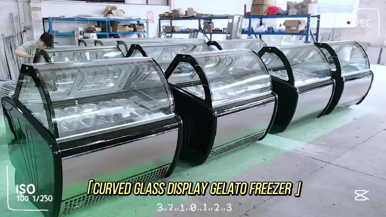 12 Tray Ice Cream Display Showcase Chiller Gelato Countertop Freezer ...