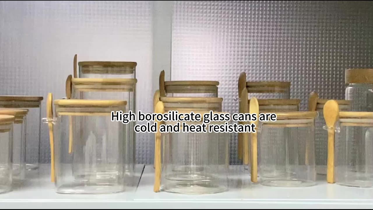 3pcs High Borosilicate Kitchen Glass Storage Jar With Bamboo Lid Spice ...