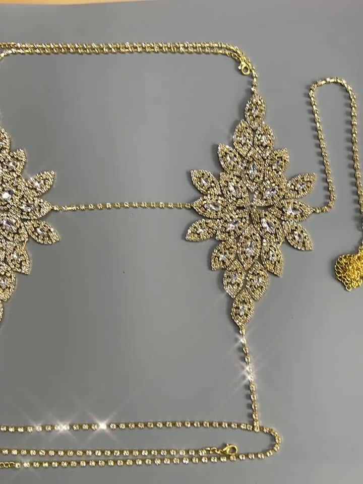 Shiny Rhinestone Bra And Thong Body Chain Women Underwear Set Hollow ...