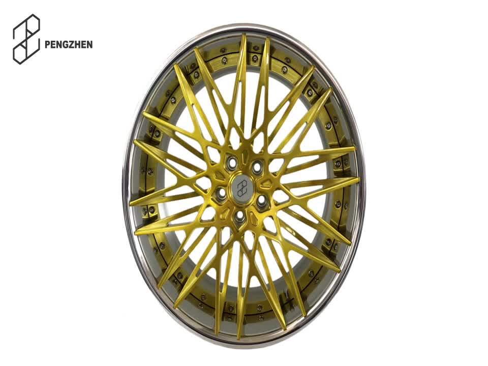 18-22 Inch Customized Two-piece Structure Forged Gold Rims Chrome Lip ...