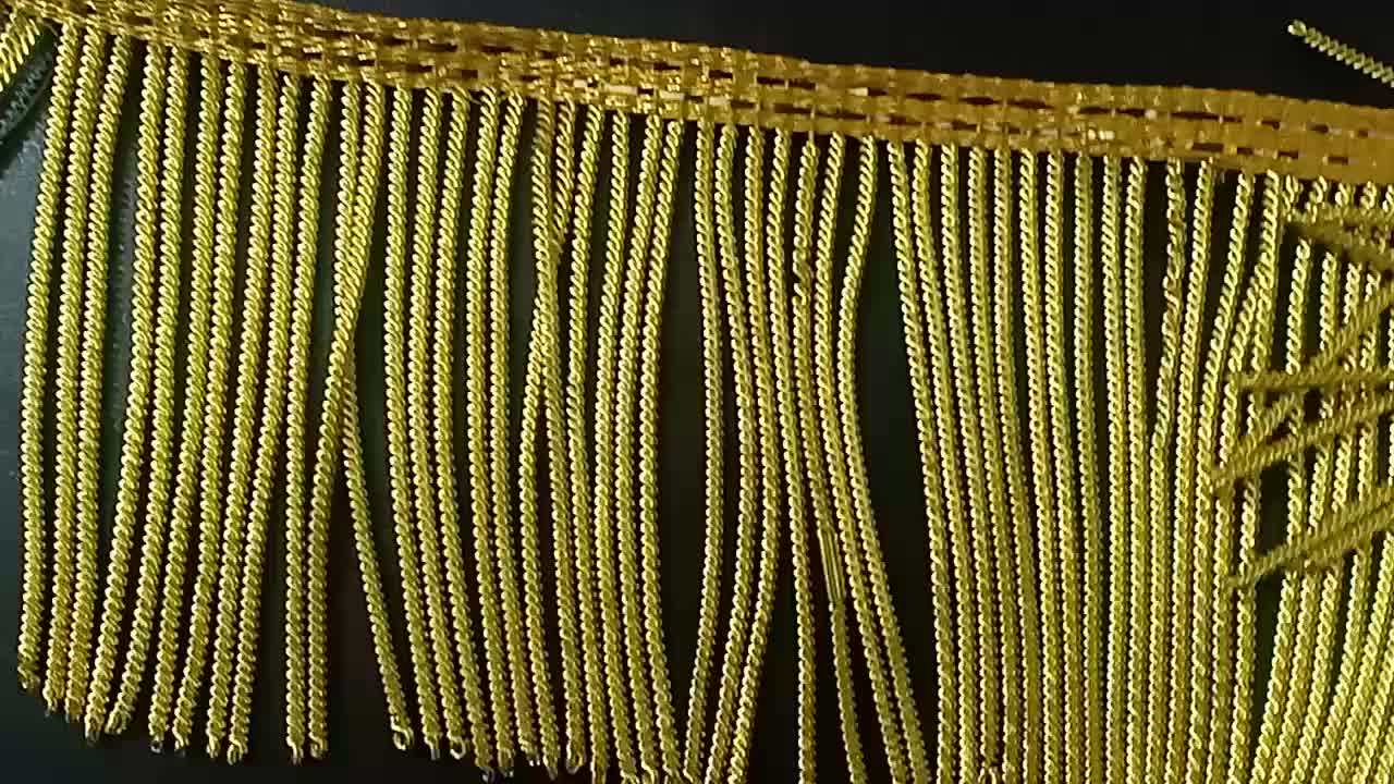 4cm Gold Metallic Bullion Fringe Coiled Strands Light Metal Hand Made ...