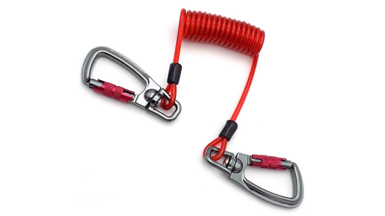 Red Coated Coil Safety Tool Lanyard With Swivel Carabiners - Buy Safety ...