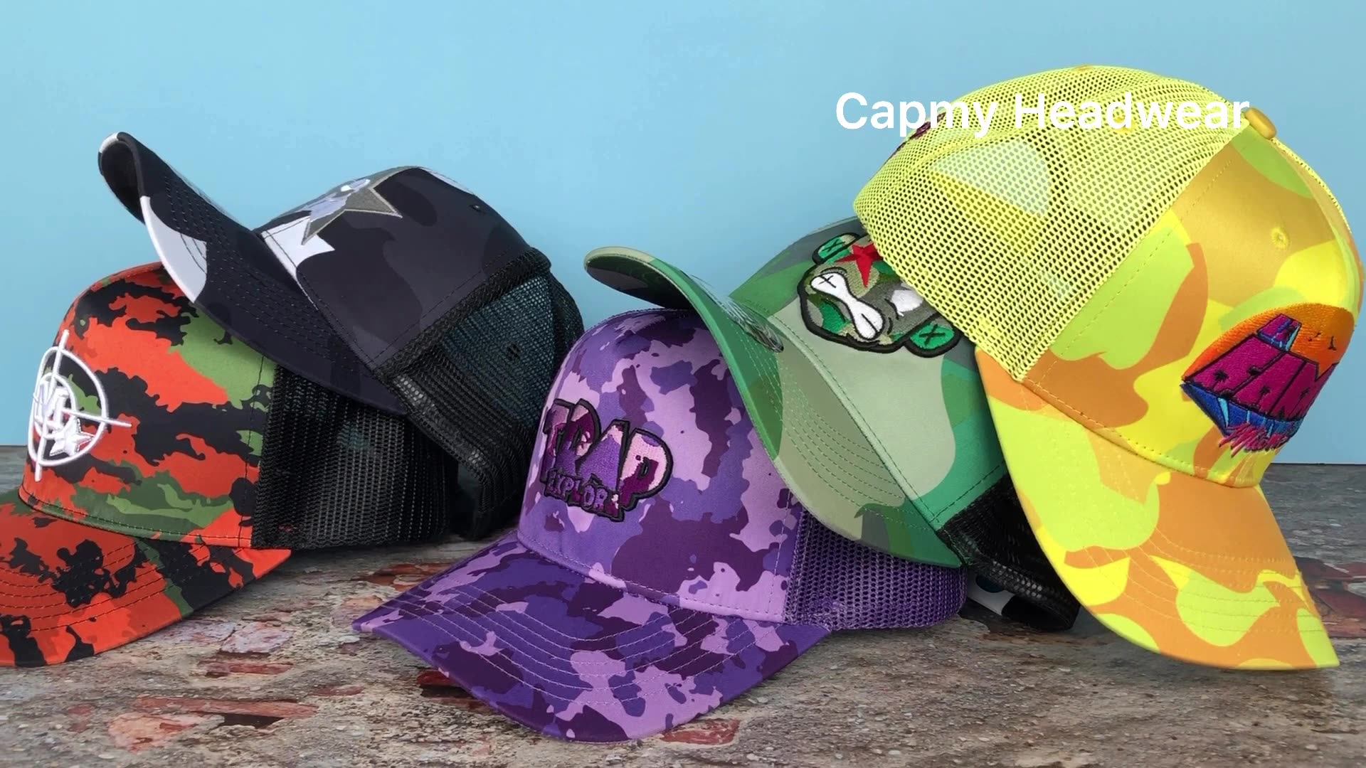 Personalized Embroidery Full Camouflage Sublimation Print Mesh Trucker ...