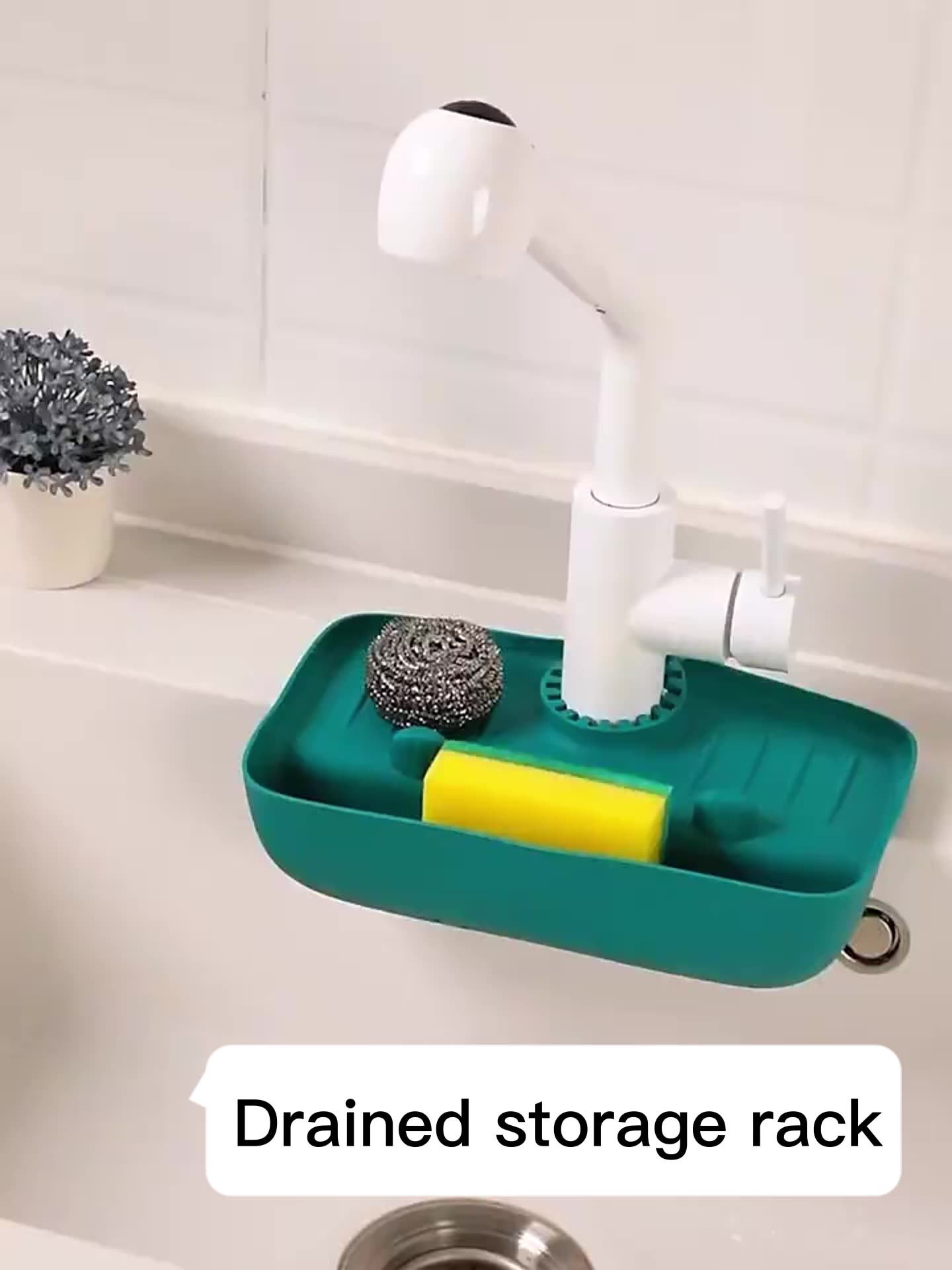 Sink Strap Faucet Caddy Shelf With Drainage Hole Sink Splash Guard Hanging Sink Soap Sponge ...