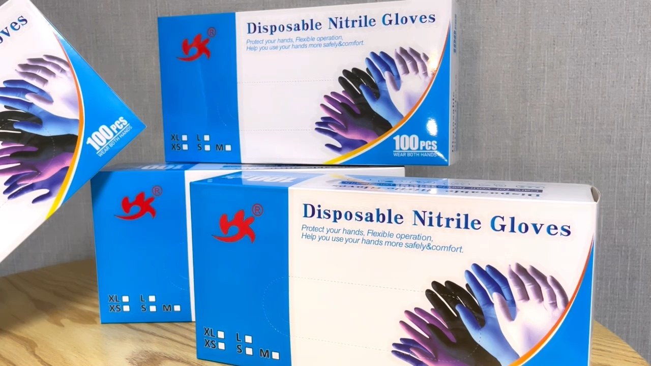 Astm D5250 Disposable Safety Blue Pvc Nitrile Blend Examination Working ...