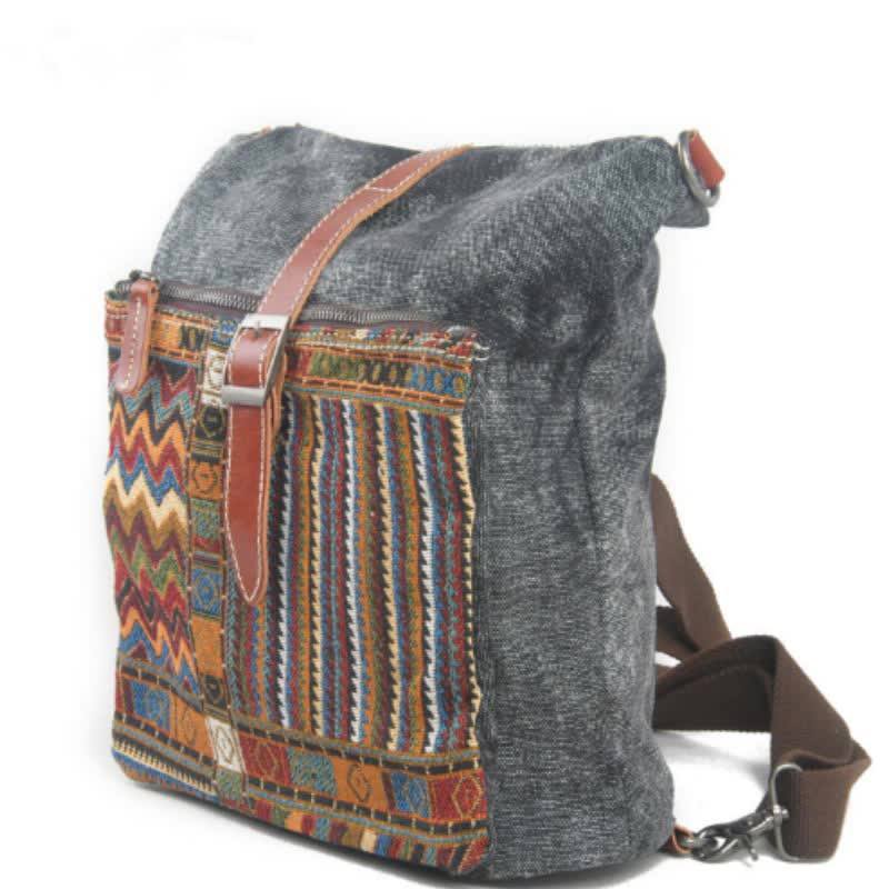 New Model Canvas And Genuine Leather Vintage Rucksack Ethnic Backpack ...