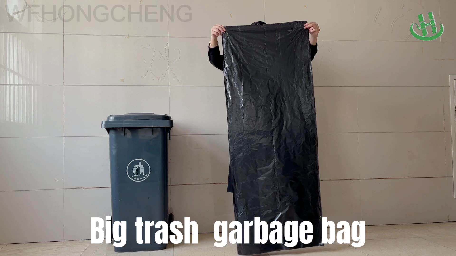 100l Plastic Big Black Reusable Garbage Bag Garbage Bag 55 Gallon On In ...