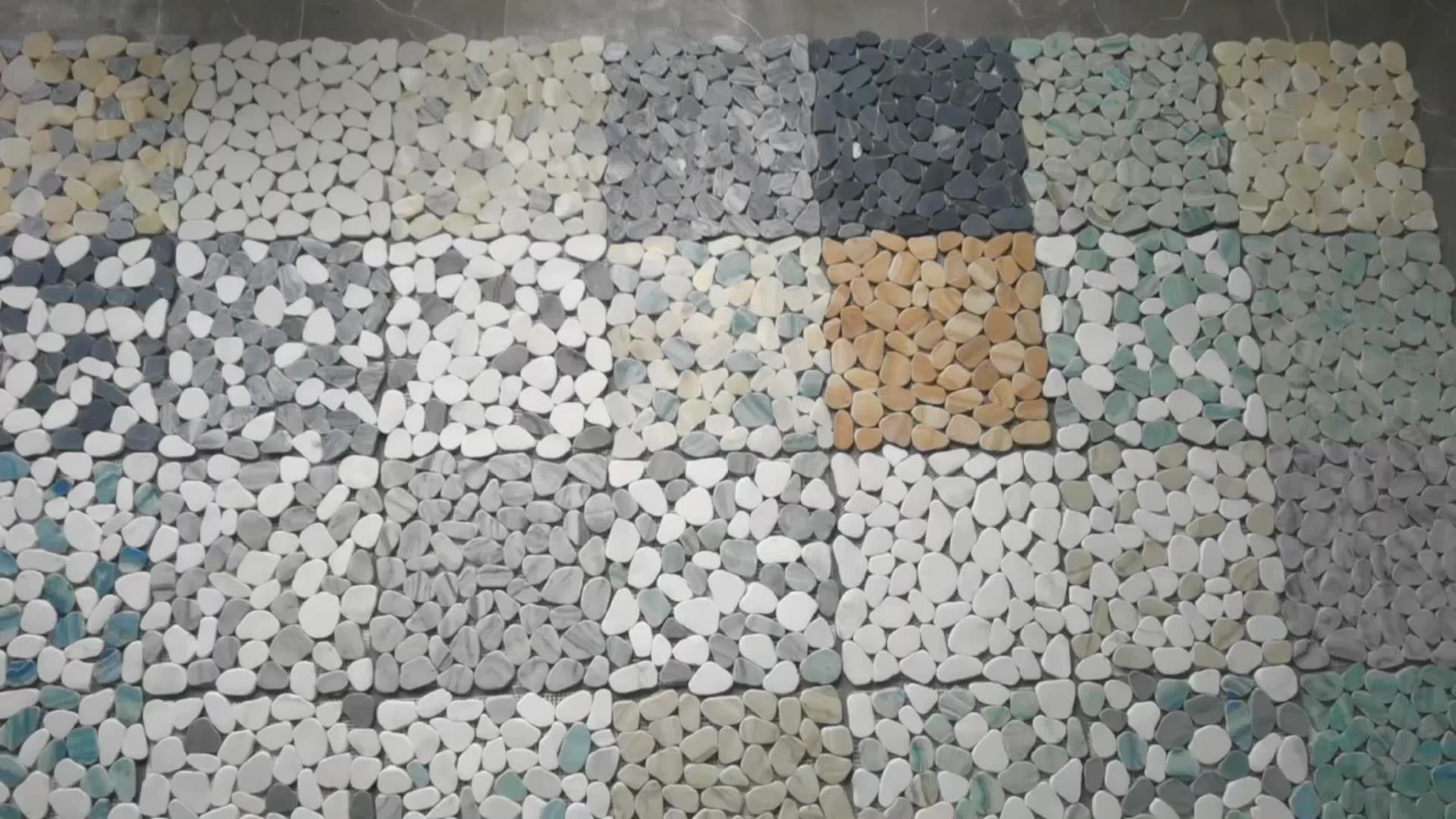 Natural Marble Texture Pebble Resin Mosaic Tiles For Wall Or Flooring ...