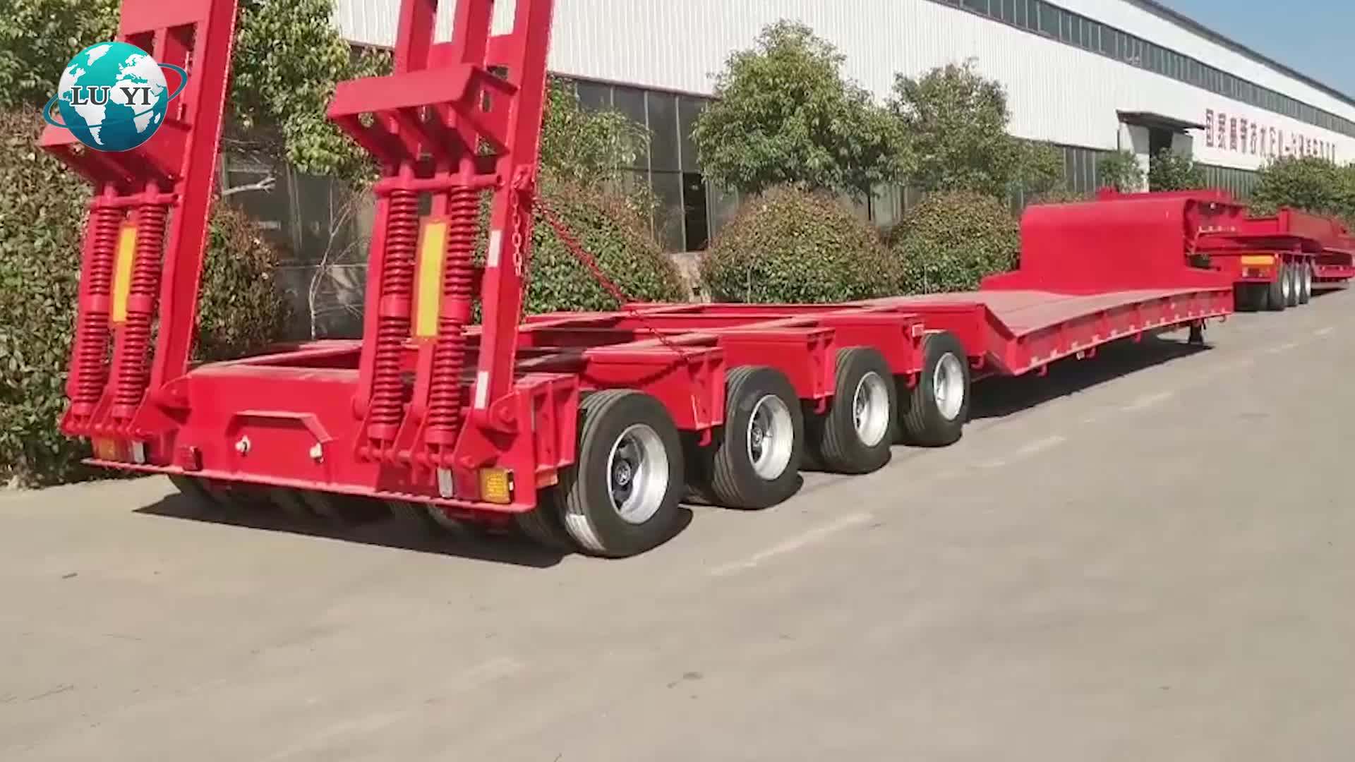 Heavy Duty Multi Function 40ft 3 4 Axle 80-200 Ton Lowboy Lowbed Low ...