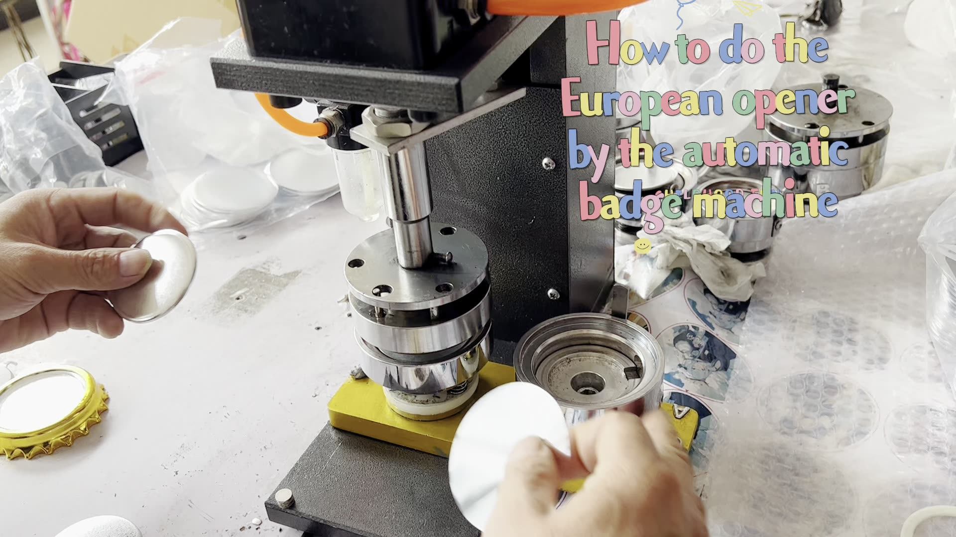 Pneumatic Button Maker All-steel Body Automatic Badge Press Machine ...