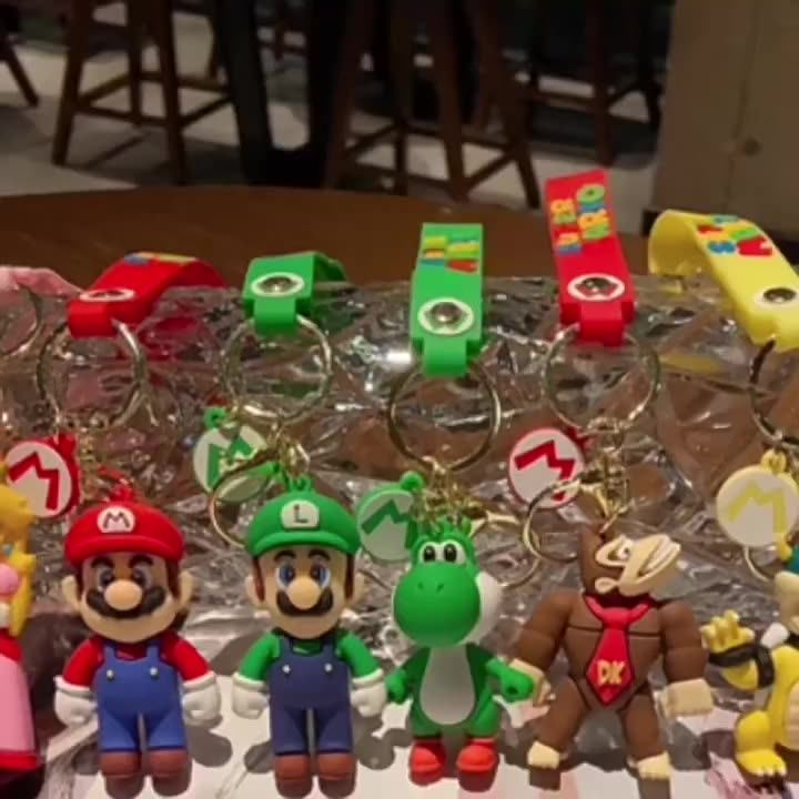 Super Mario 3d Cartoon Keychain Mario Bros Luigi Toad Yoshi Bowser ...