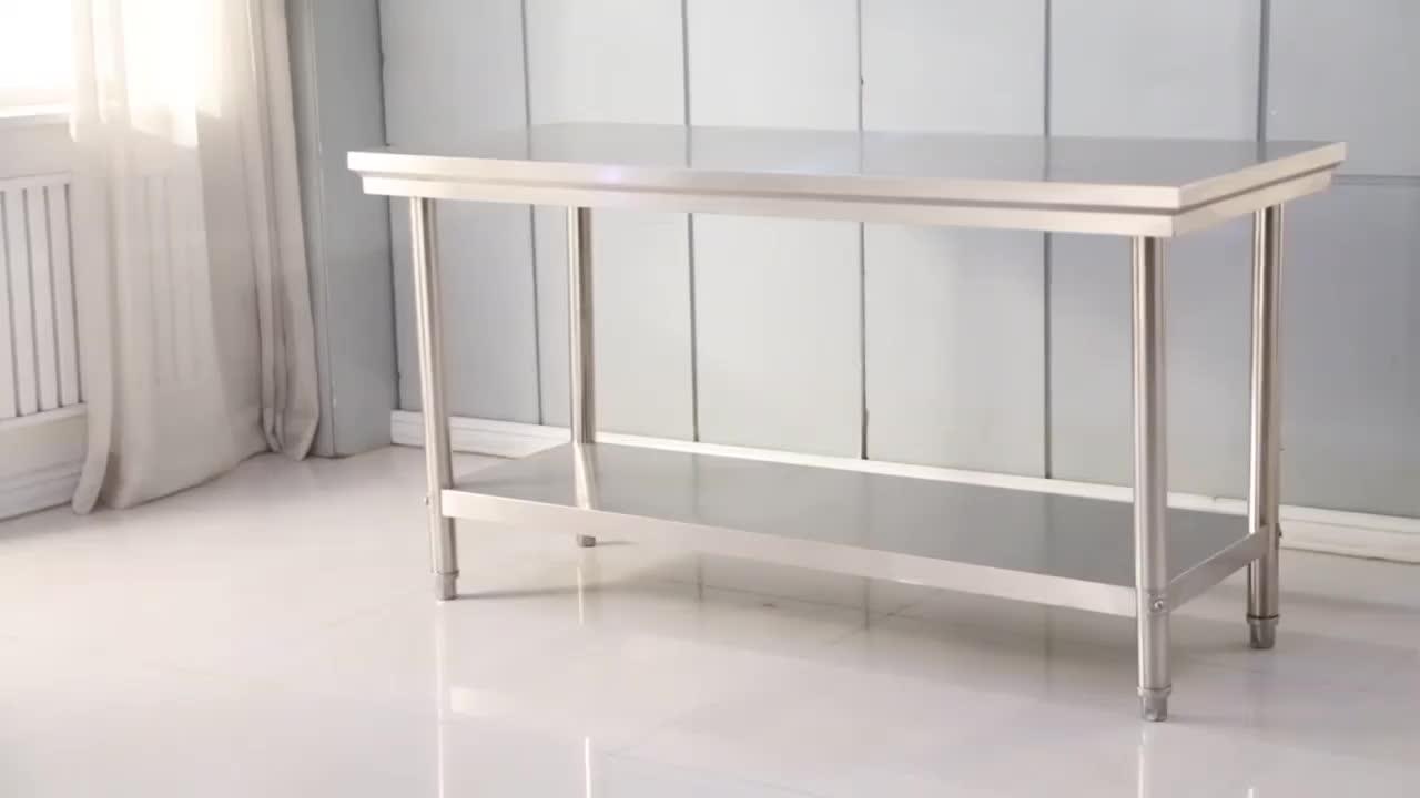 China Supplier 2 Layers Kitchen Working Table Stainless Steel Work ...