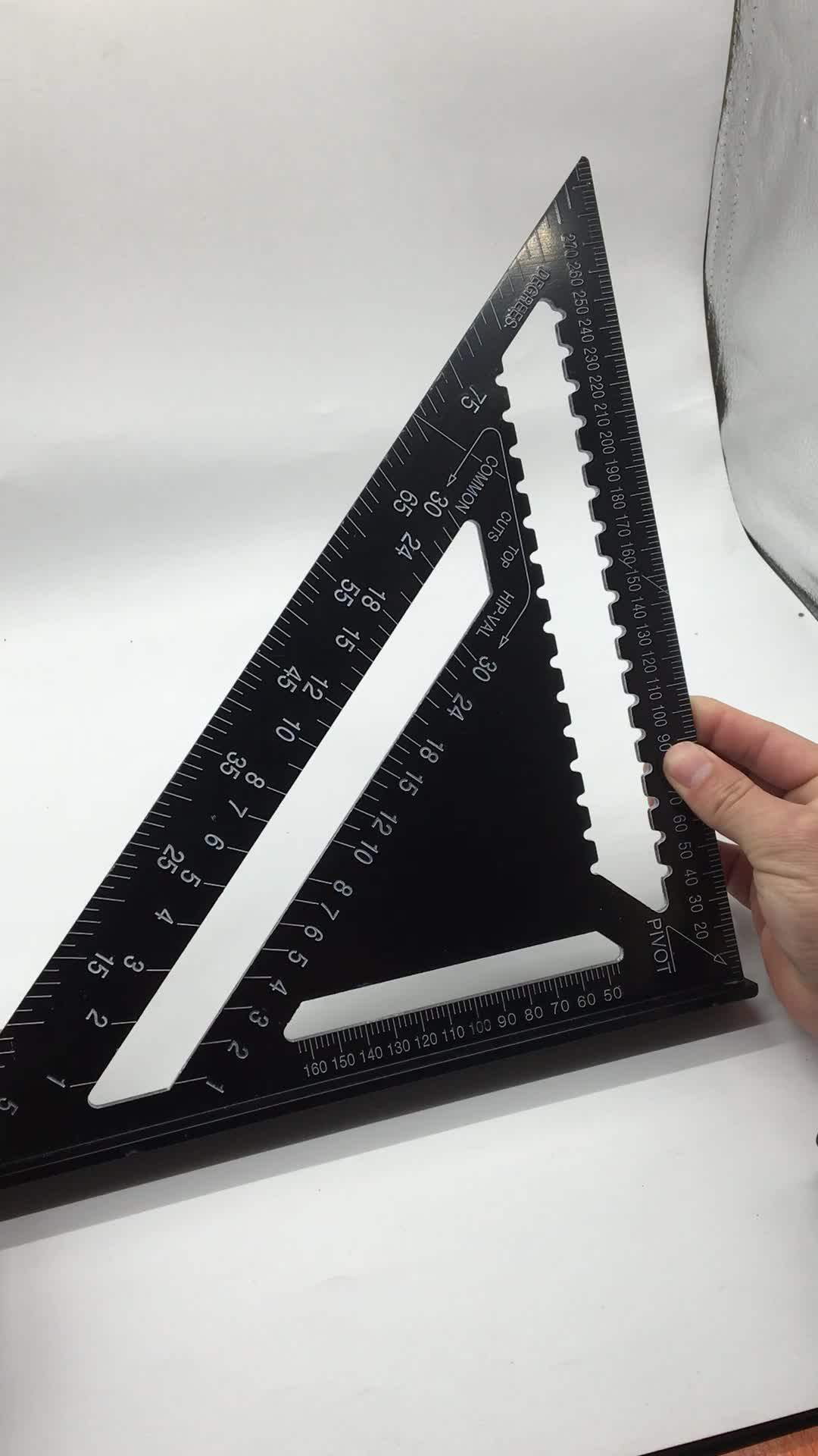 12 Inch Metric Triangle Ruler Black Aluminum Alloy High Precision ...