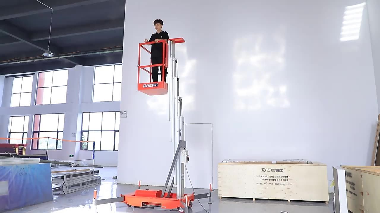 Single Person Hydraulic Lifts Push Around Single Mast Aluminum Alloy ...