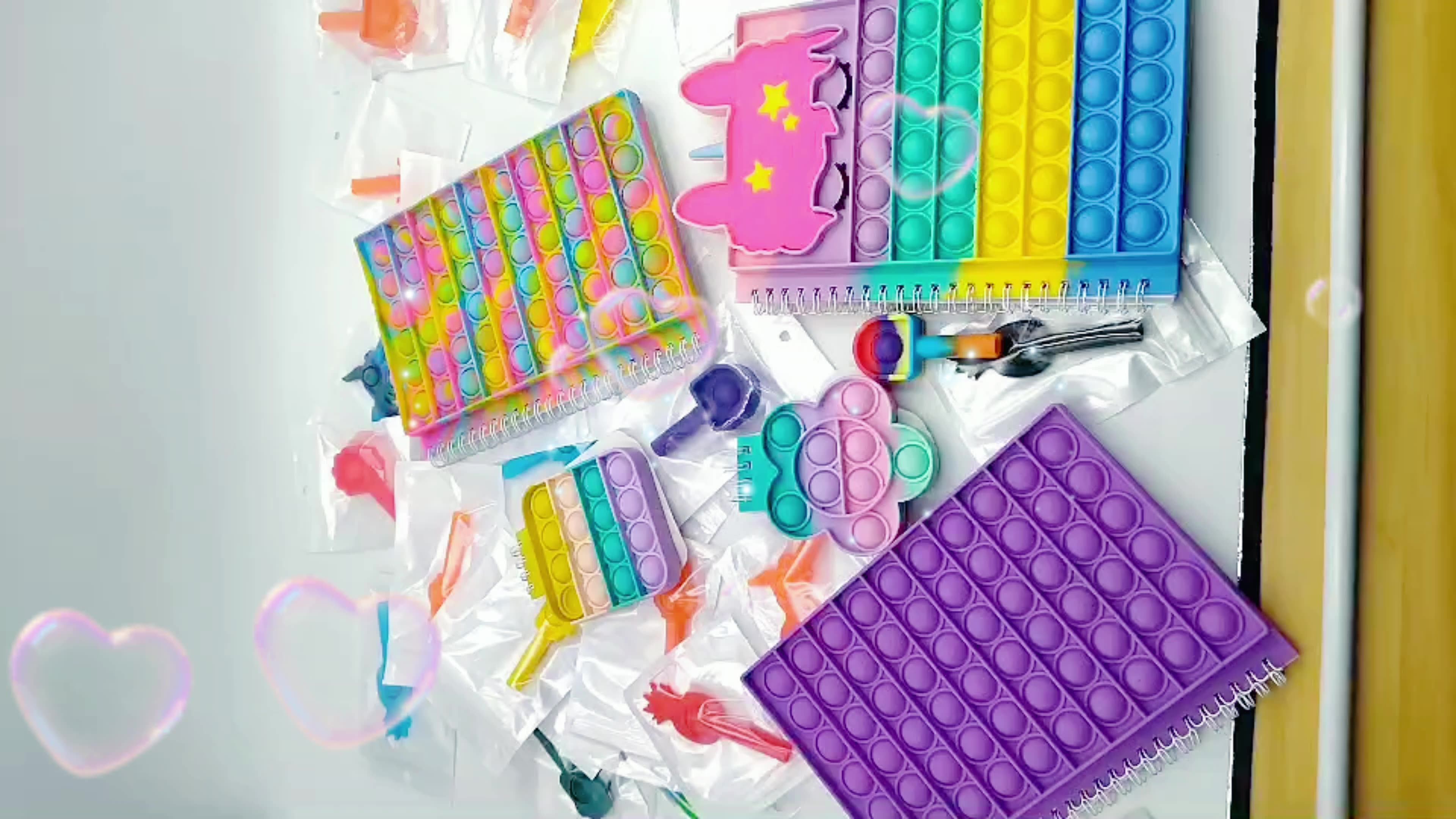 Custom Pencil Box Sensory Toy Fidget Notebook Set Popper Pencil Case ...