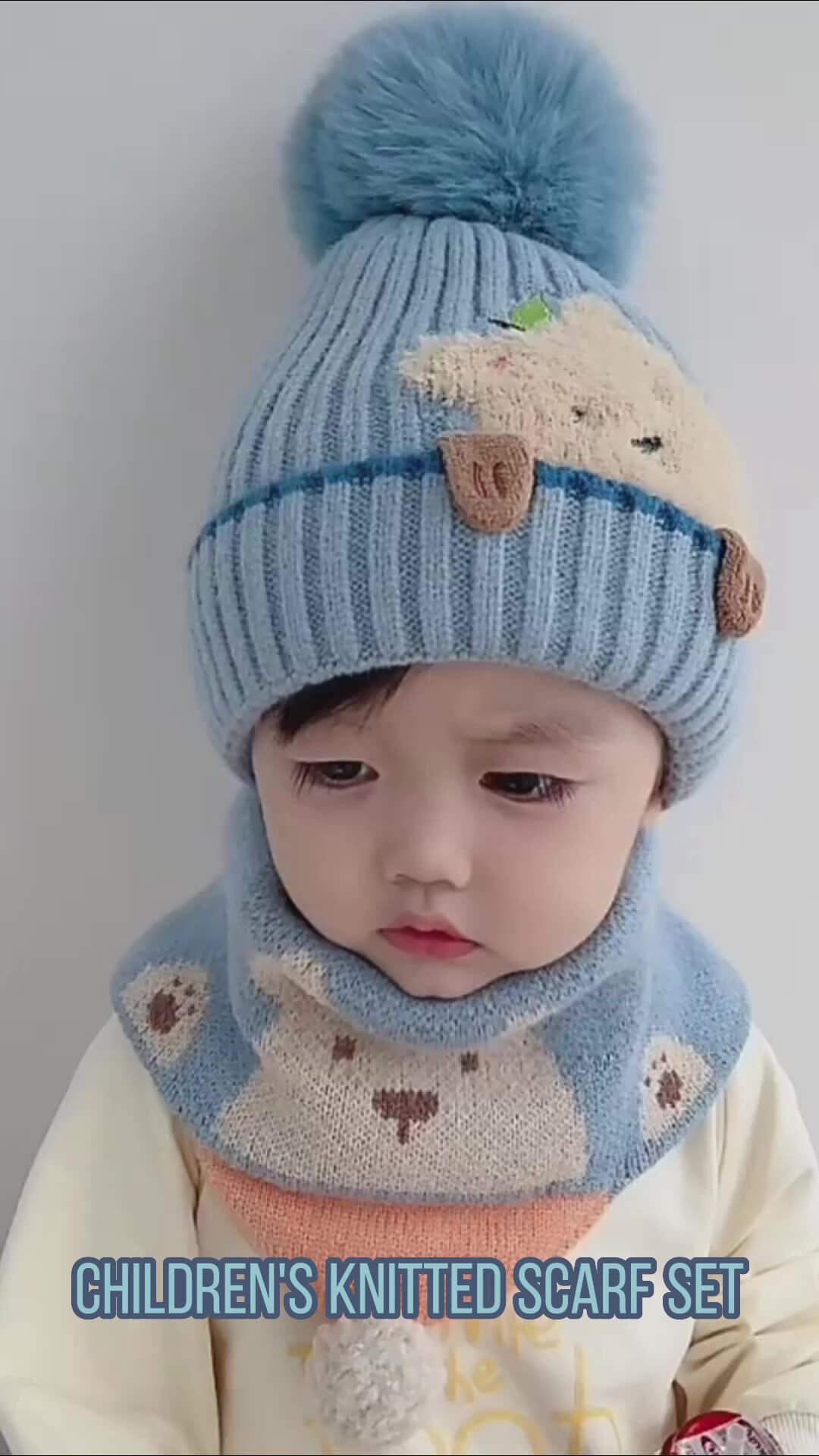 Unisex Kids Cartoon Penguin Hats And Scarf Baby Cap Set Girl Boy Cap ...