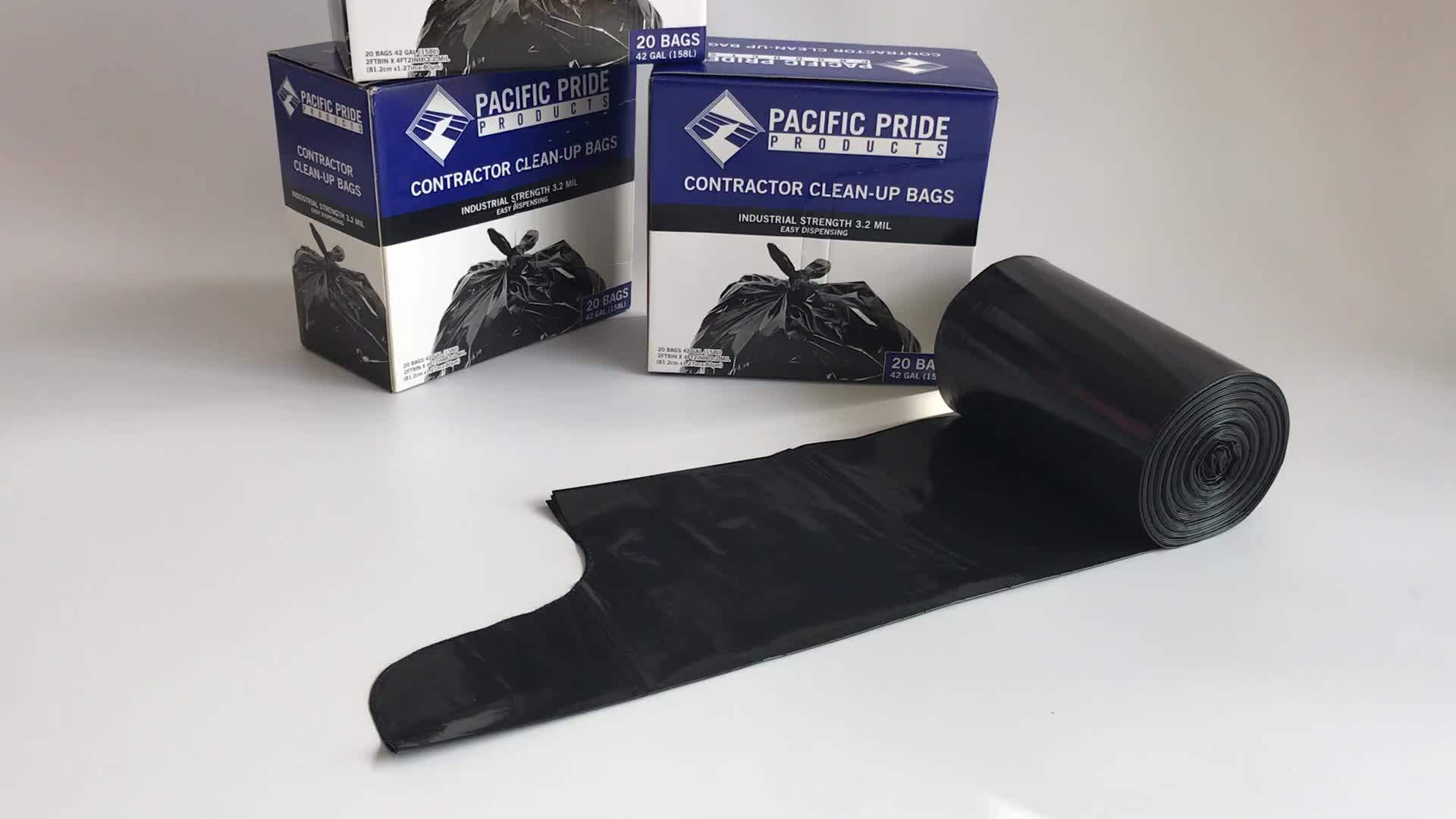 33/42/55/60 Gallon 3mil Heavy Duty Contractor Clean-up Trash Bags Flap ...