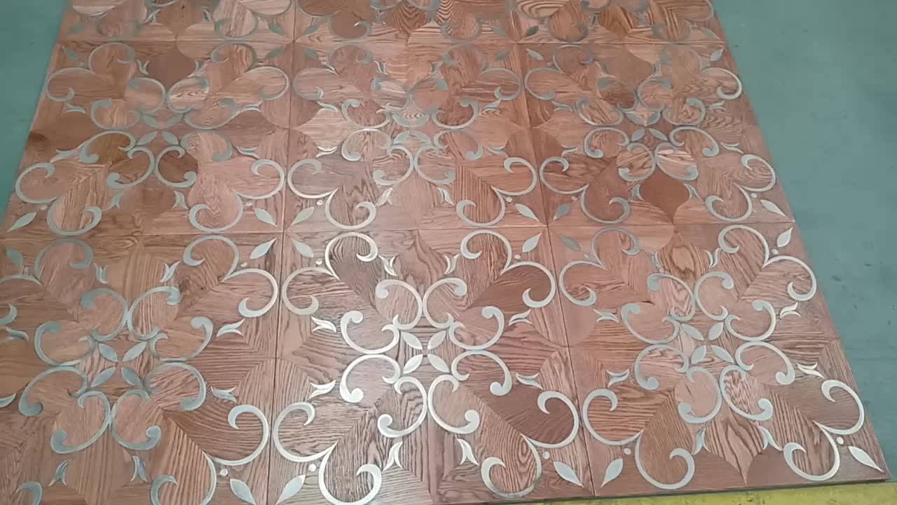Wood Steel Inlay Flooring Metal Inlayed Parquet - Buy Wood Metal Inlay ...