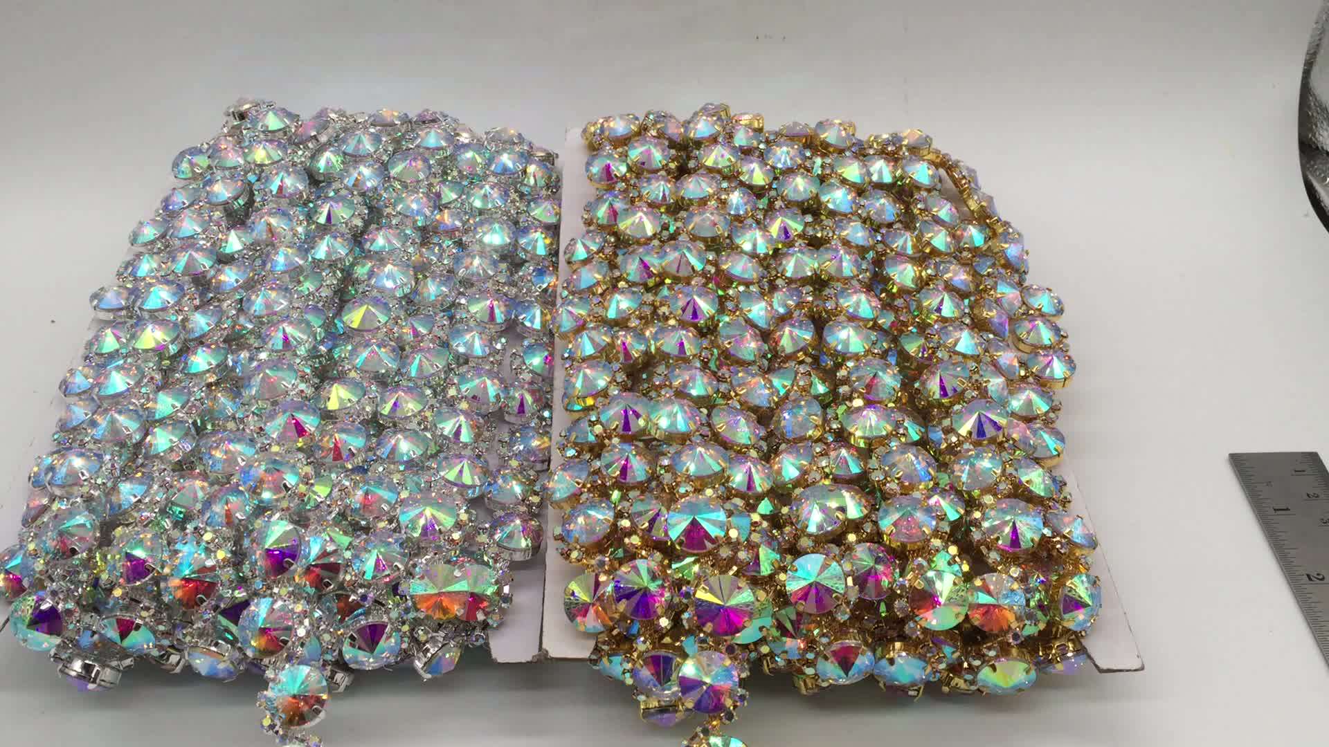 Rhinestone Trim/rhinestone Chain/rhinestone Multi Color Shine Silver ...