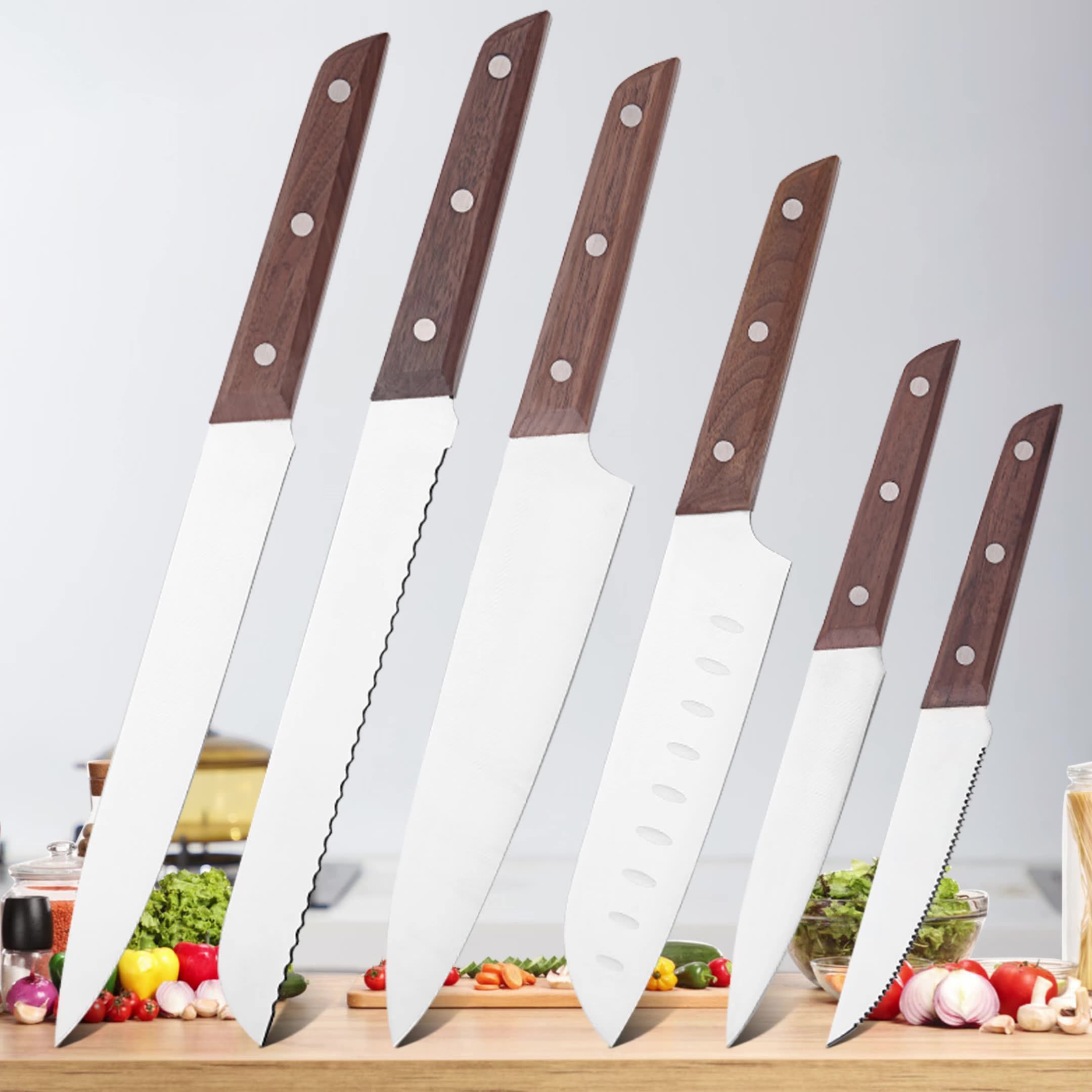 6-piece Elegant Steel Knife Set With Wooden Handle Essential Companion ...