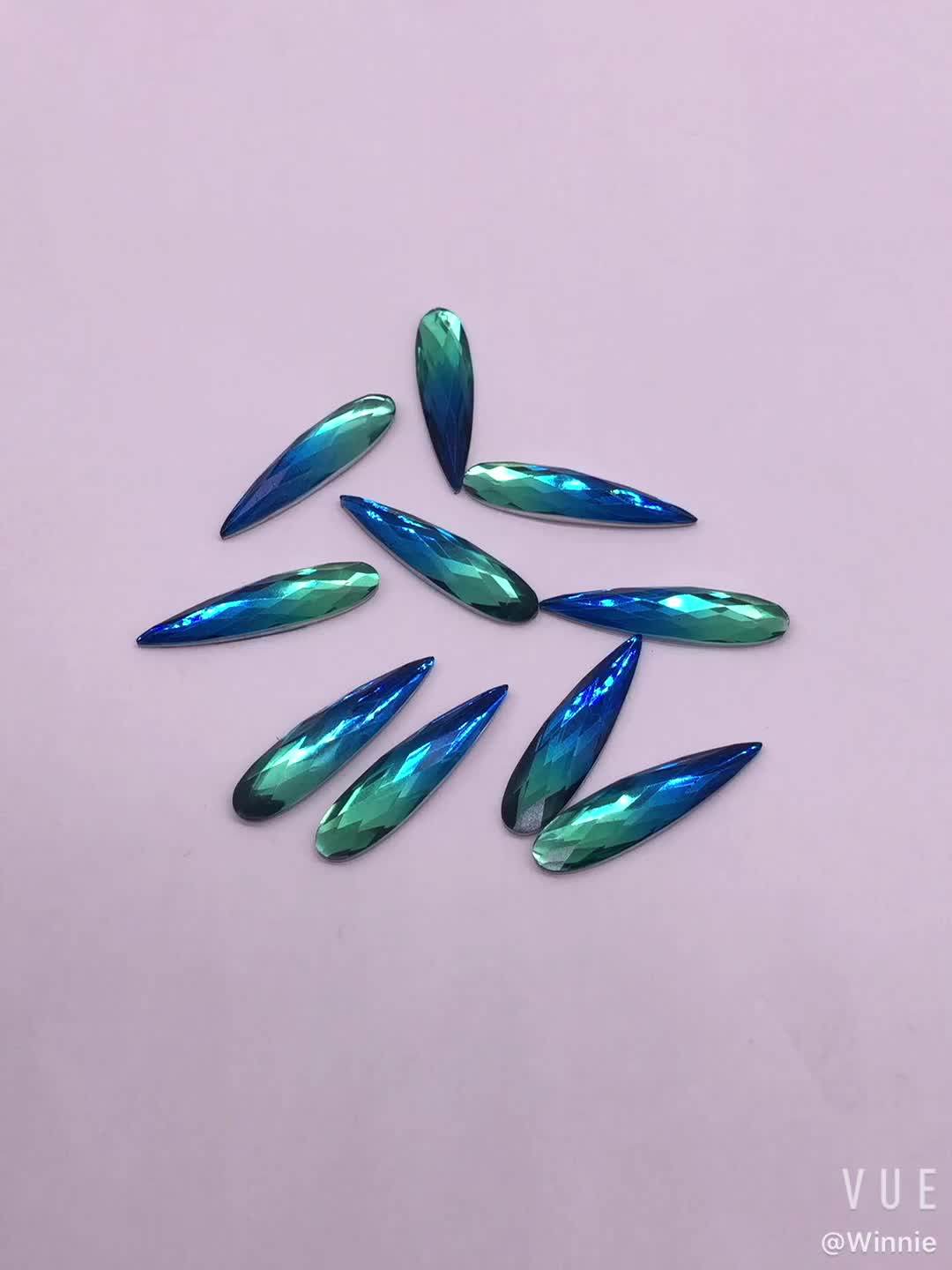 Ombre Royal And Turquoise Gradient 9x36mm Teardrop Shape Resin ...