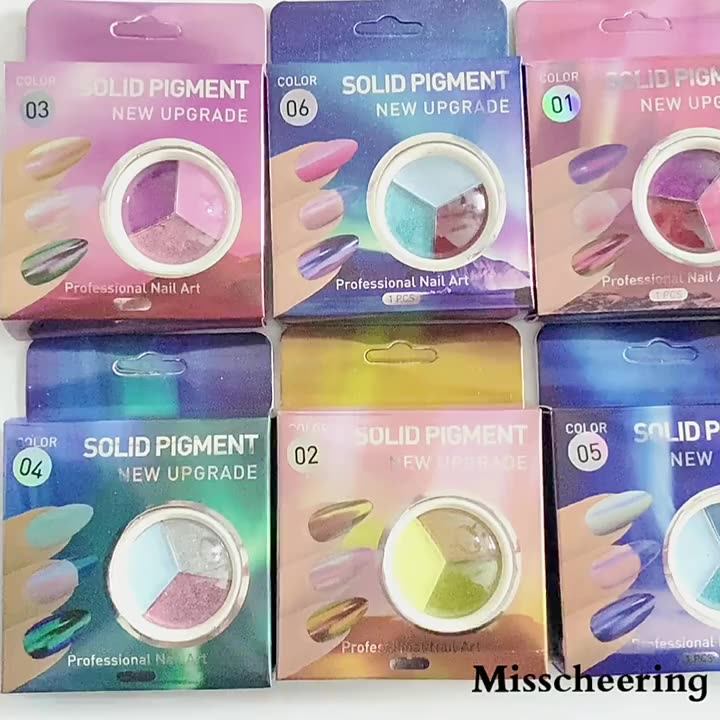 3colors/set Solid Magic Mirror Powder Metallic Chrome Mirror Effect For ...