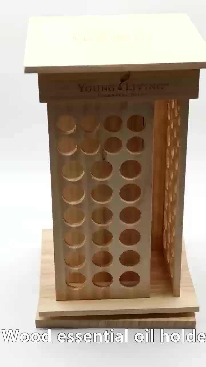 Wood Essential Oil Bottle Holder Rotating Classification Display Stand ...