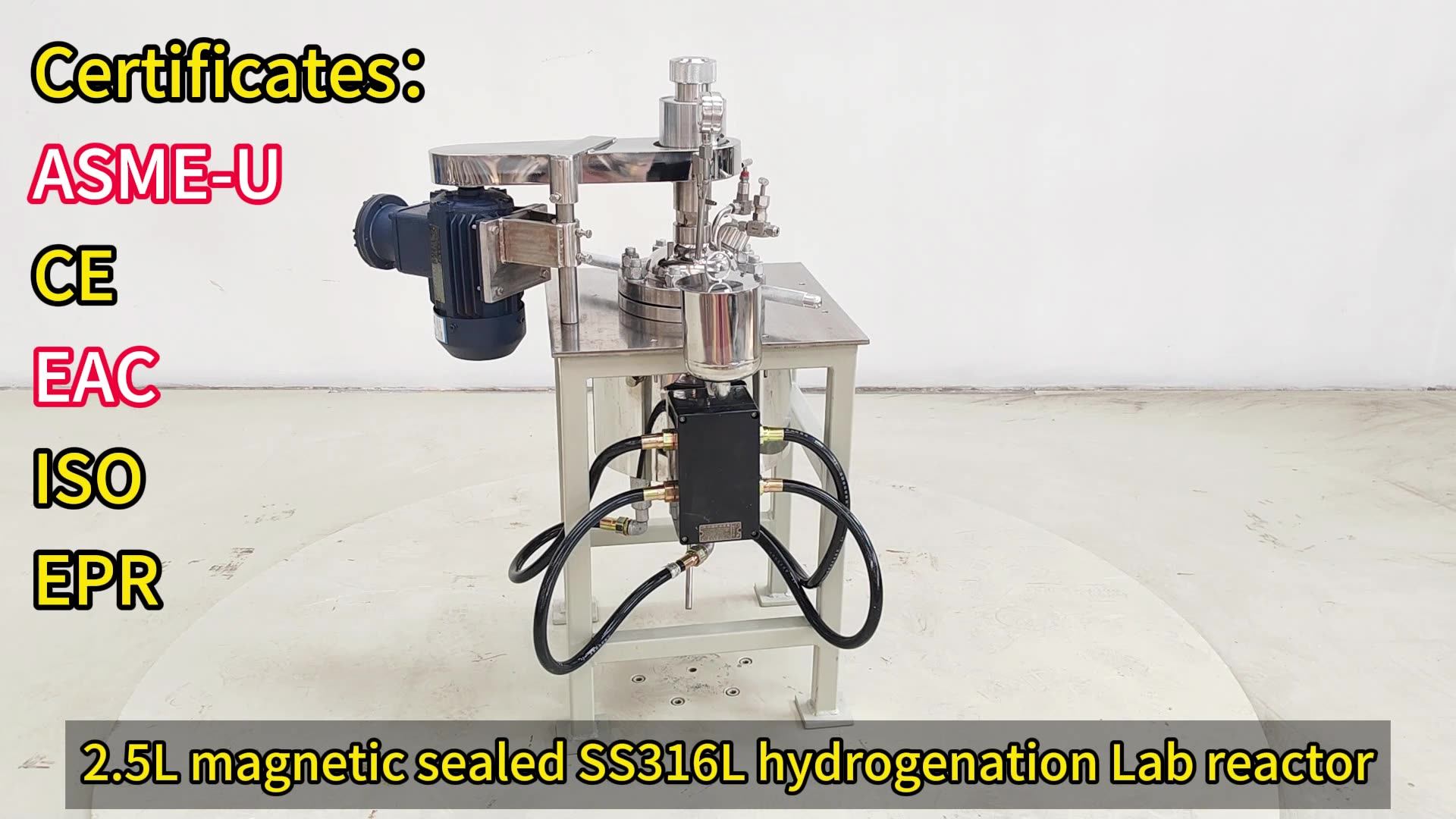 Asme-u Ce-ped Eac-coc 2.5l Jacketed Heating Hydrogenation Stainless ...