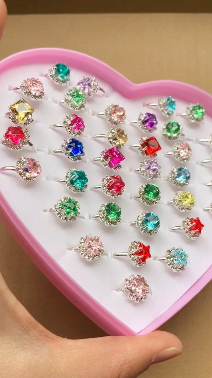 Plastic Cute Cartoon Gift Rings For Girls Children Jewelry Crystal ...