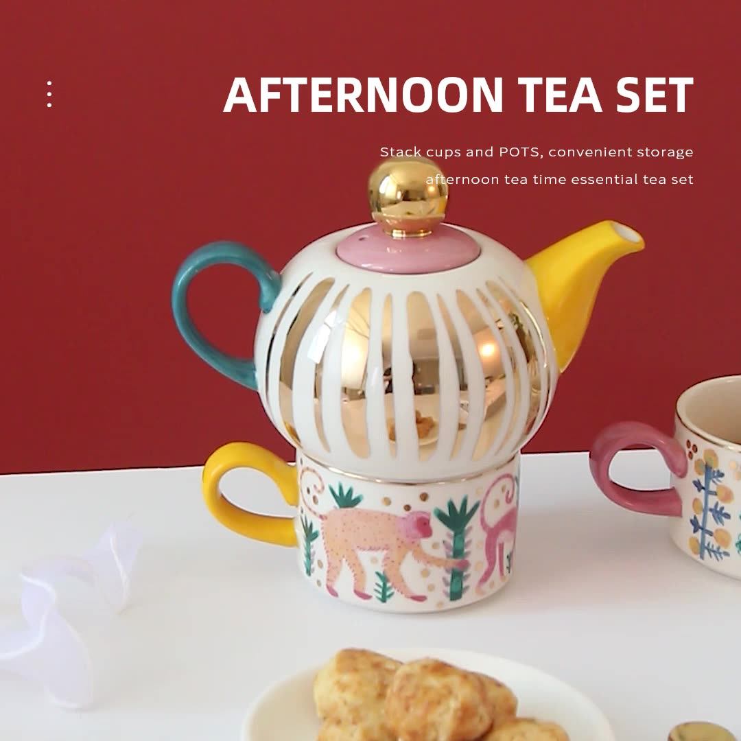 Gold Vintage Tea Pot Luxury China Teapot Sets Custom Ceramic Flower ...