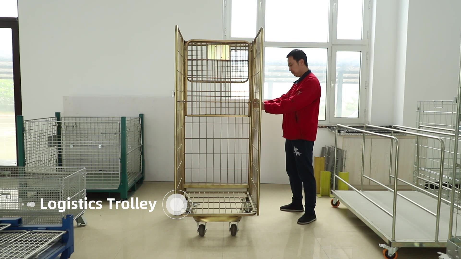Wire Mesh Roll Container/ Trolley Customized Logistics Warehouse ...