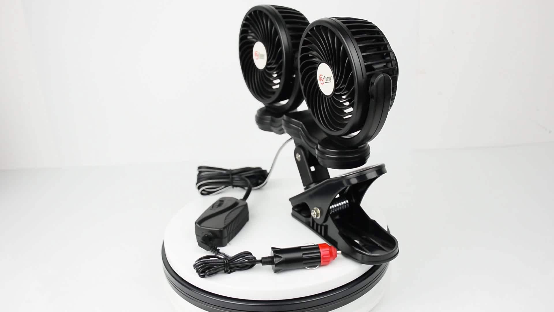 12v Electric Car Fan 360 Degree Rotatable 2 Speed Dual Head Car Auto ...