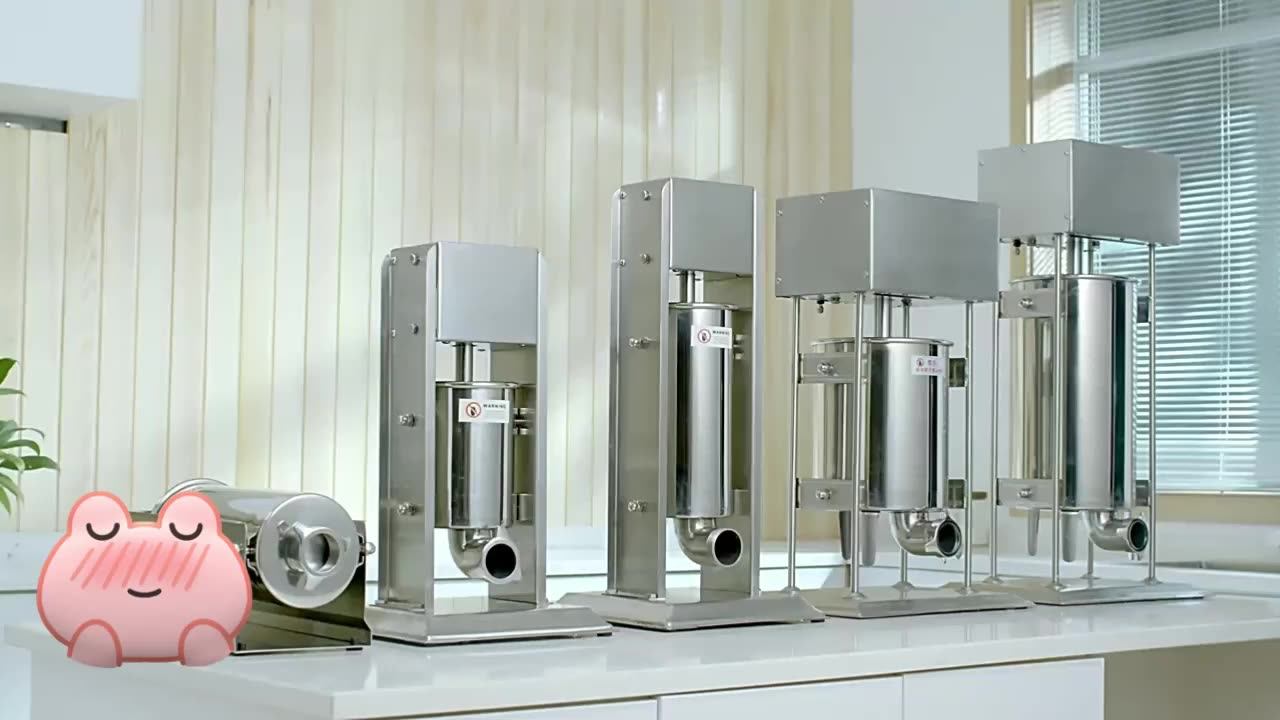 Sausage Pneumatic Filler Connected To Mincer Automatic Stuffer Sausage ...